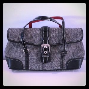 Coach | Bags | Coach Houndstooth Handbag Black White Red | Poshmark